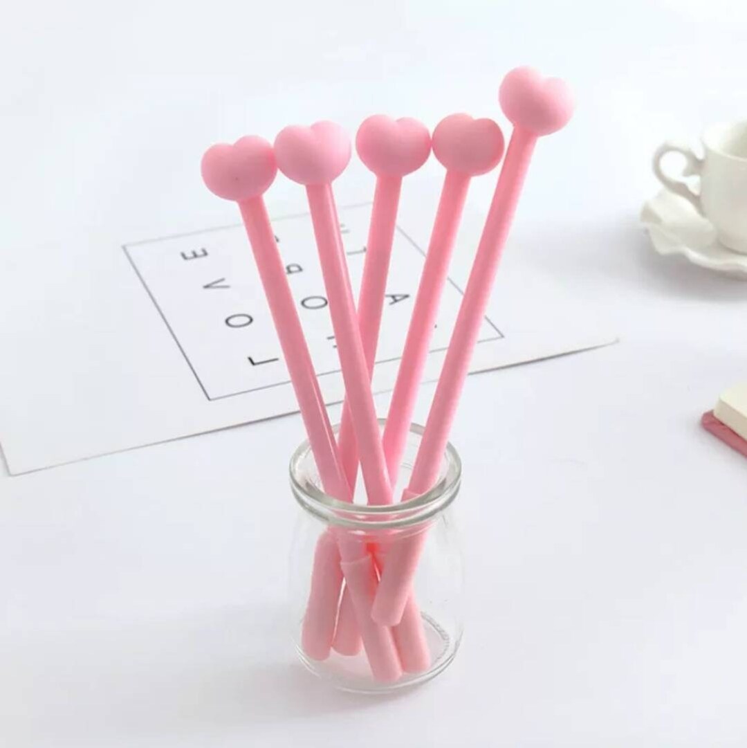 Cute Pink Heart Gel Pen Black Ink Cute Gift Cute Stationery - Etsy