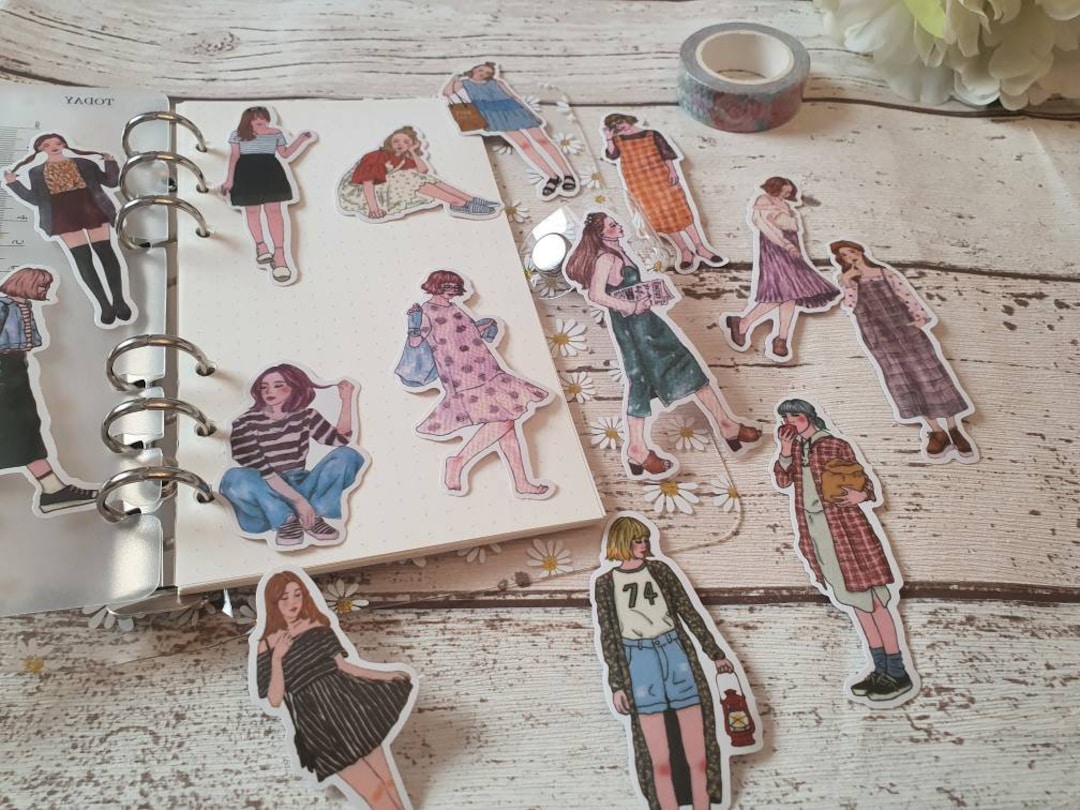 Girls Woman Paper Stickers Set Perfect for Journal - Etsy