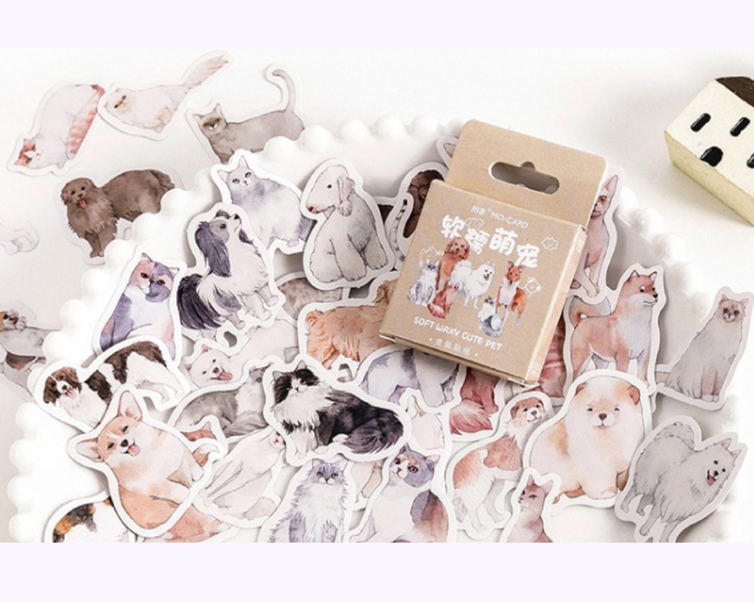 Cute Cats and Dogs Sticker Set, Kawaii Sticker Pack 45pcs for Journal ...