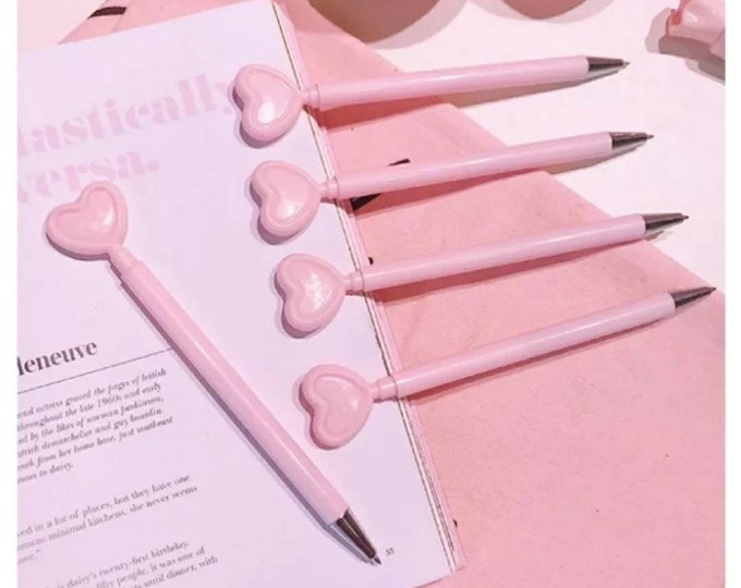 Pink Heart Gel Pen, Black Ink, Cute Gift, Cute Stationery - Etsy