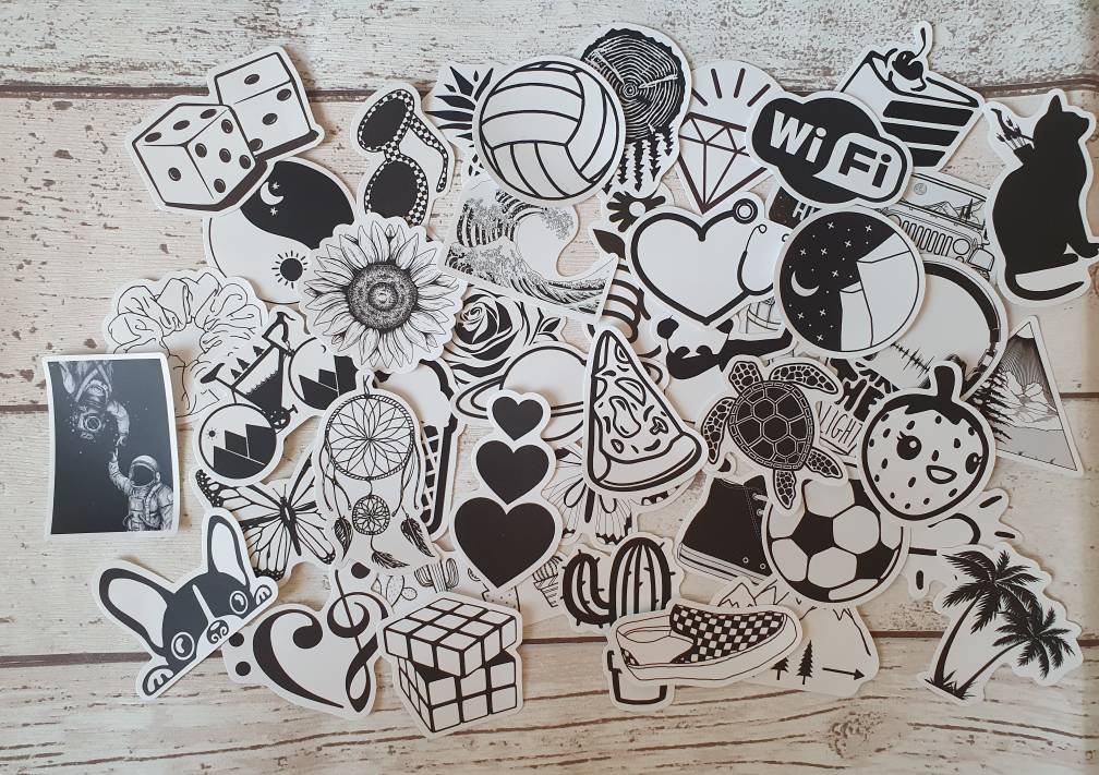 Black and White Aesthetic Stickers Set 10 or 20 Pcs random - Etsy UK
