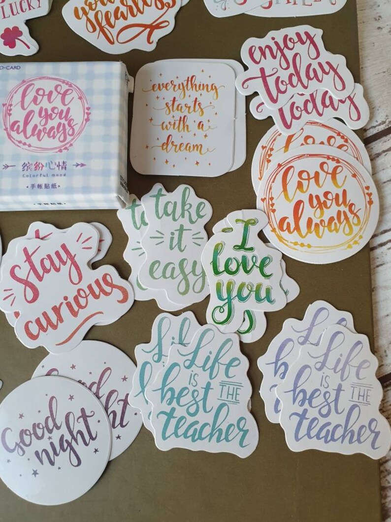 46 Positive Motivational Phrase Stickers Pack Colourful - Etsy UK