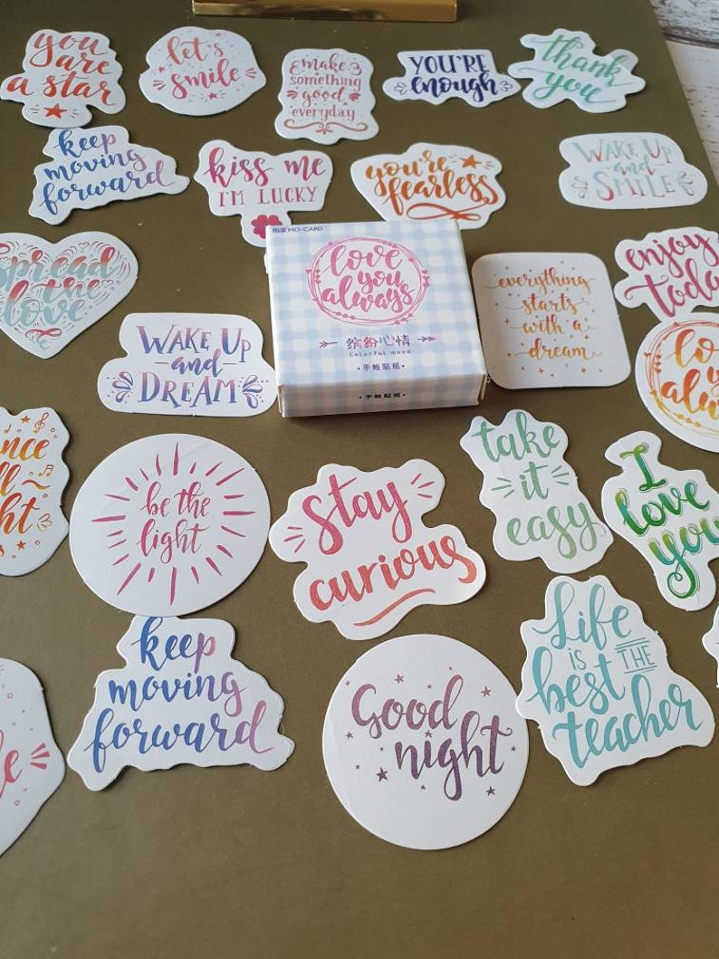 46 Positive Motivational Phrase Stickers Pack Colourful - Etsy UK