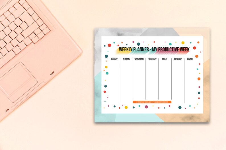 Printable Digital Weekly Planner Blank - MY PRODUCTIVE WEEK - English ...
