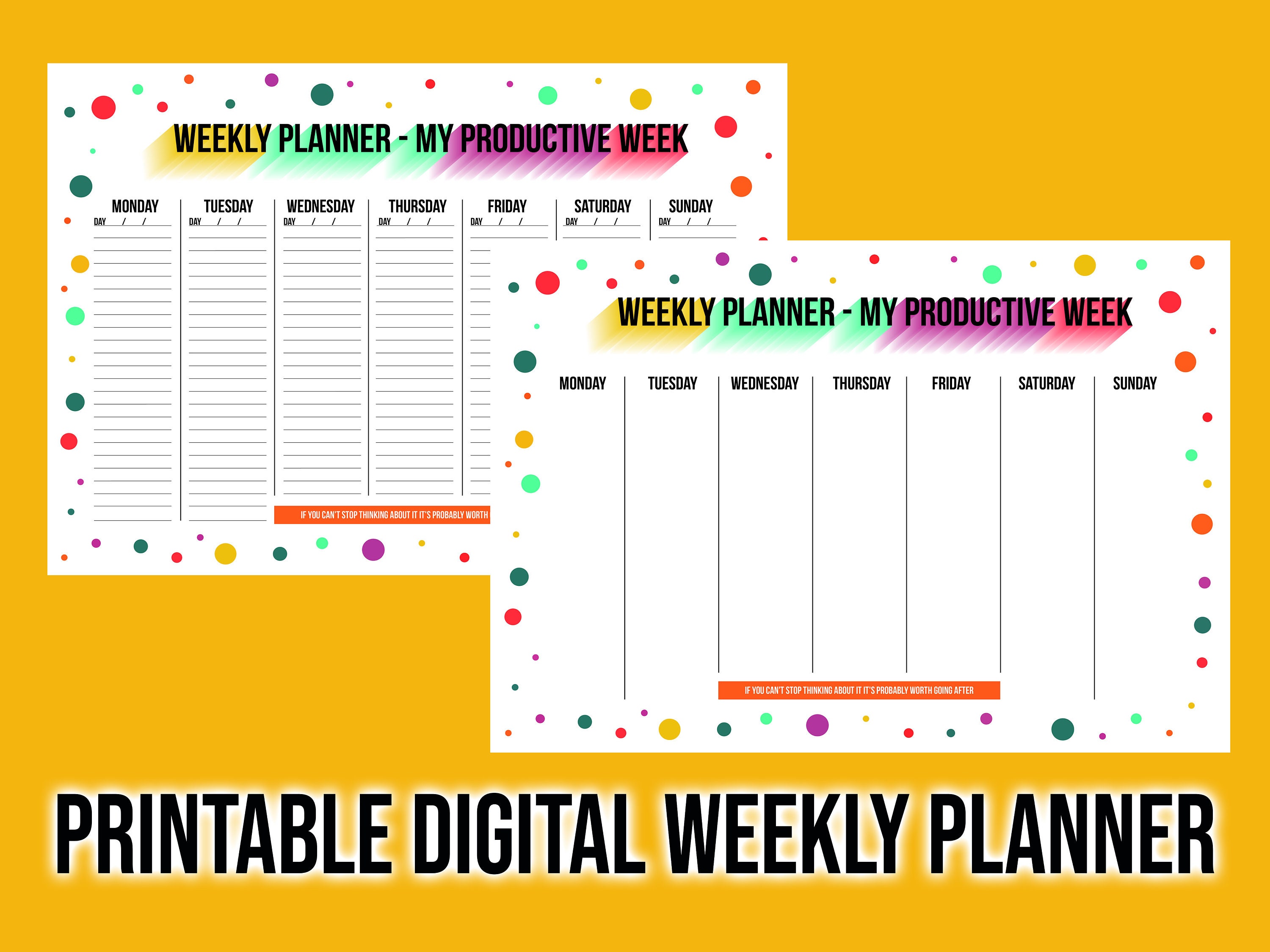 Printable Digital Weekly Planner Blank MY PRODUCTIVE WEEK English ...