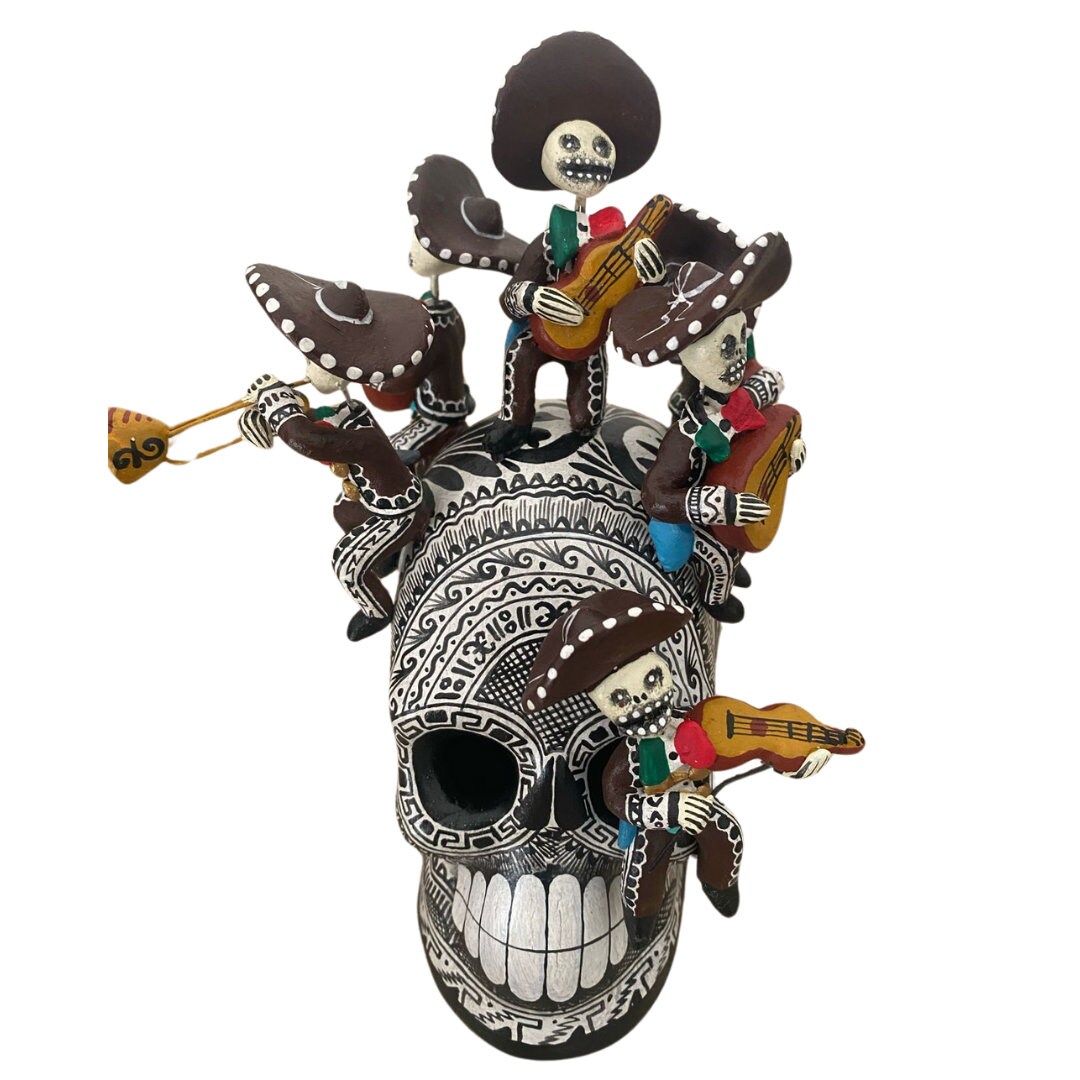 Mariachi Skull, Mexican Crafts, Ceramics, Clay - Etsy