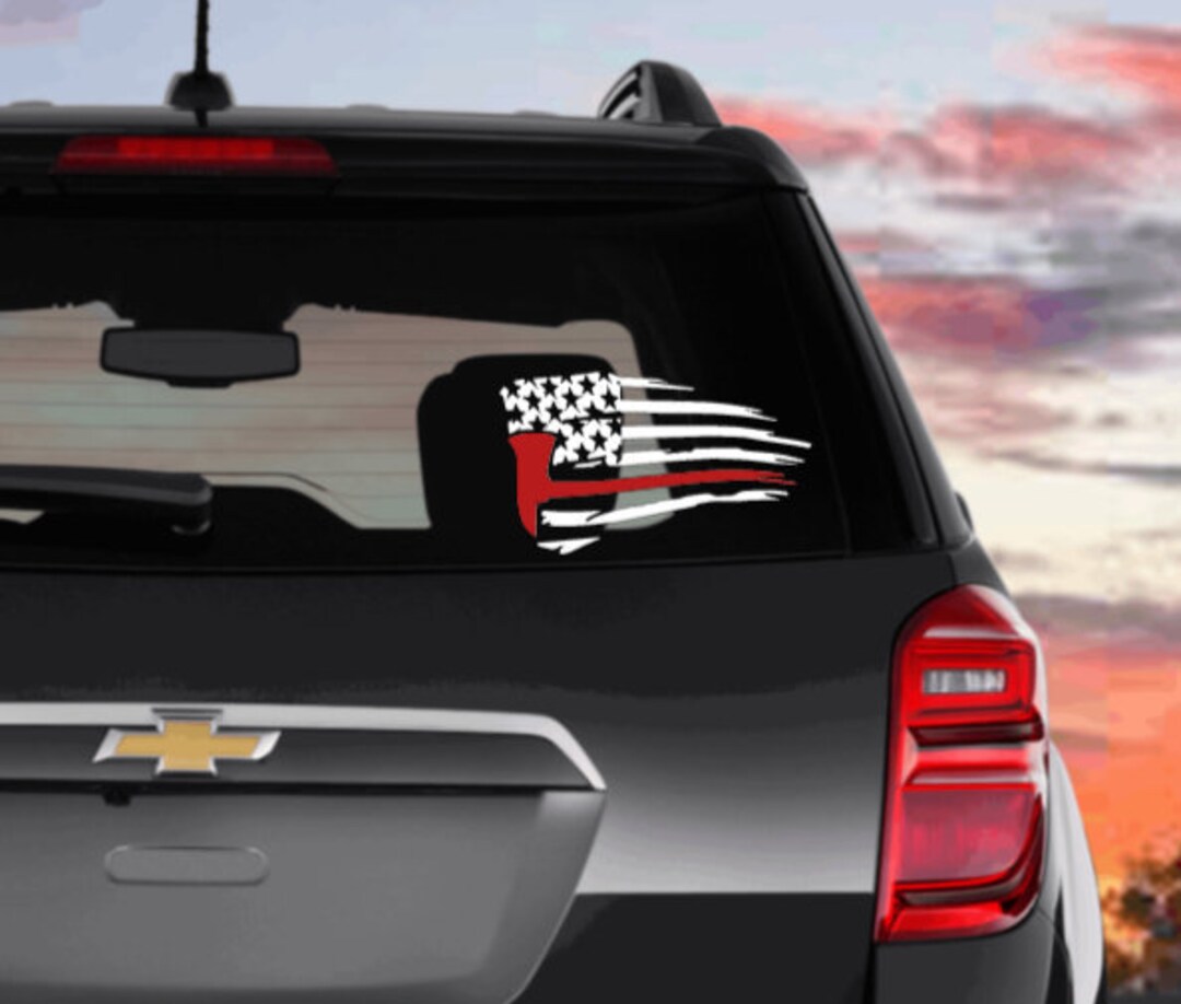 Fireman Car Decal - American Flag - Axe - Firefighter - Etsy