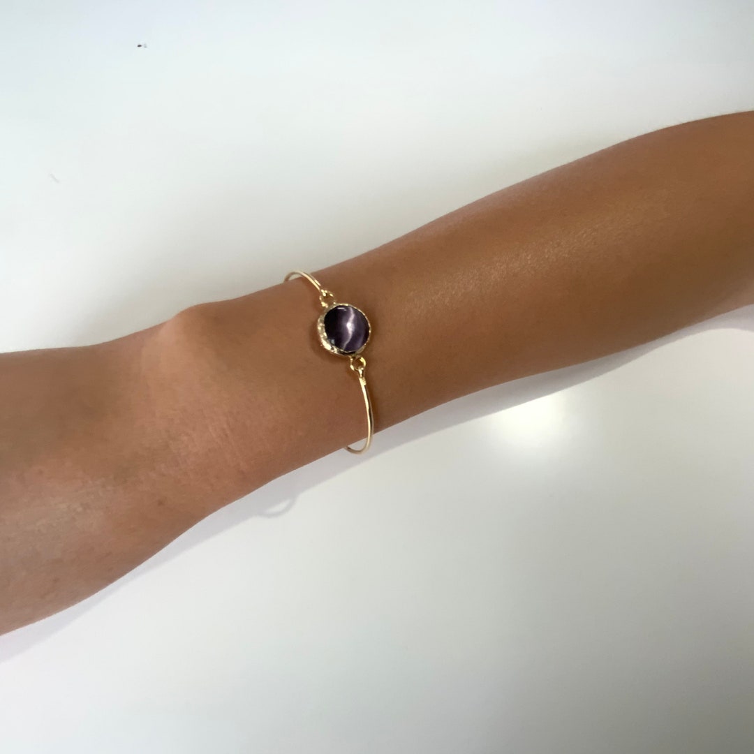 Pulsera gold Plated y Natural Stone Cuff - Etsy España