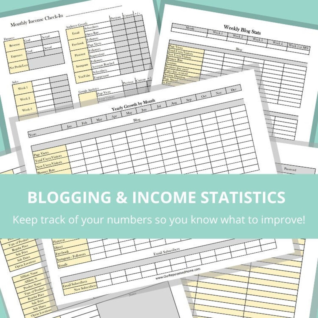 Blog and Social Media Trackers Bundle, Blog Financial Sheets, Blog ...