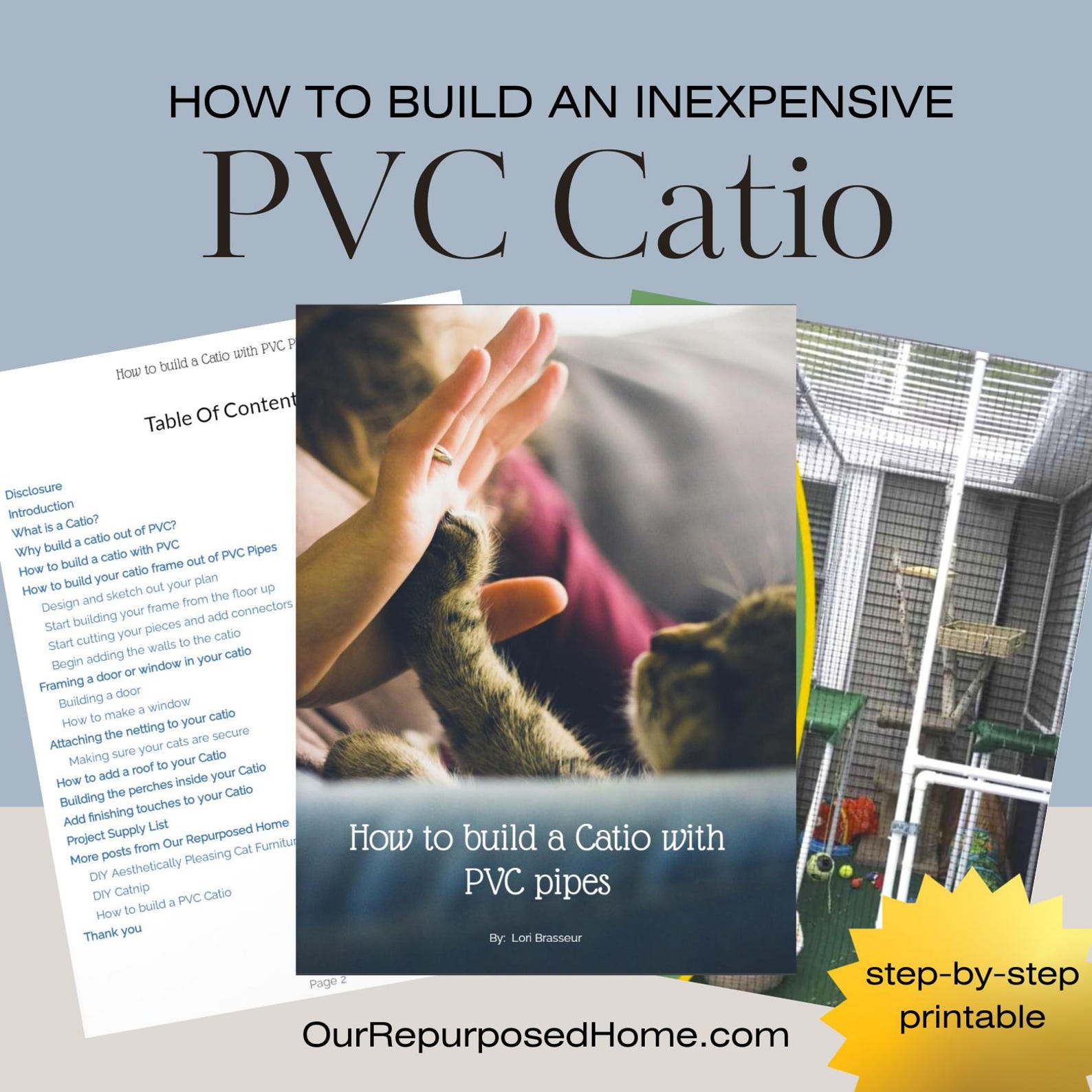 Catio With PVC Pipes, Outdoor Cat Enclosure, Cat Catio Plans, Catio ...