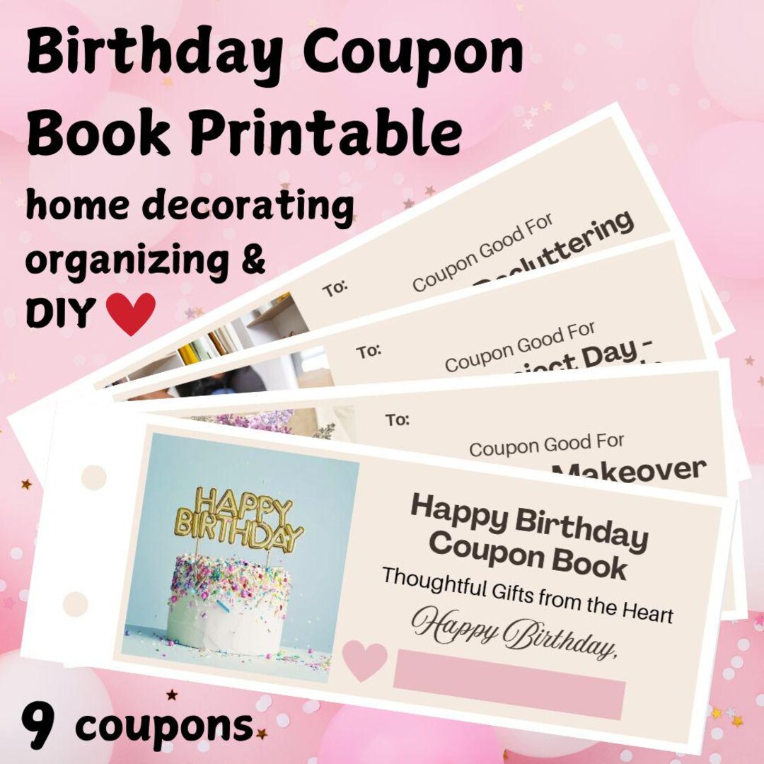 Birthday Coupon Book, Birthday Printable, Birthday Voucher, Birthday ...