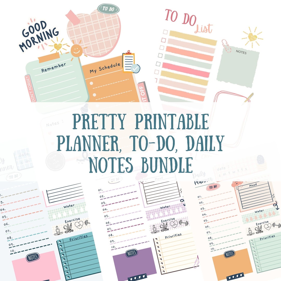 Pretty Printable Daily Notes, Printable to Do List, Daily Planner ...