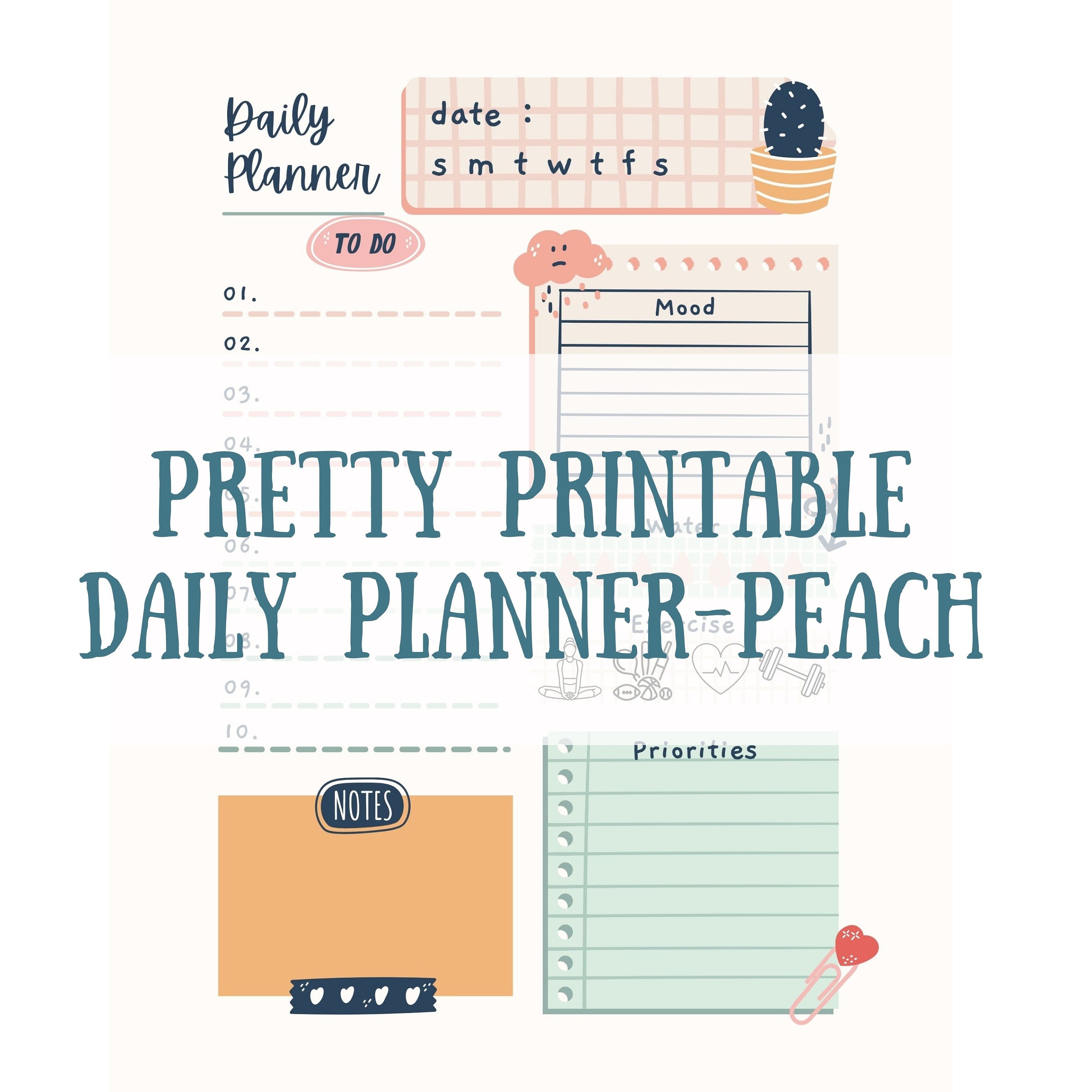 Pretty Printable Daily Notes, Printable to Do List, Daily Planner ...