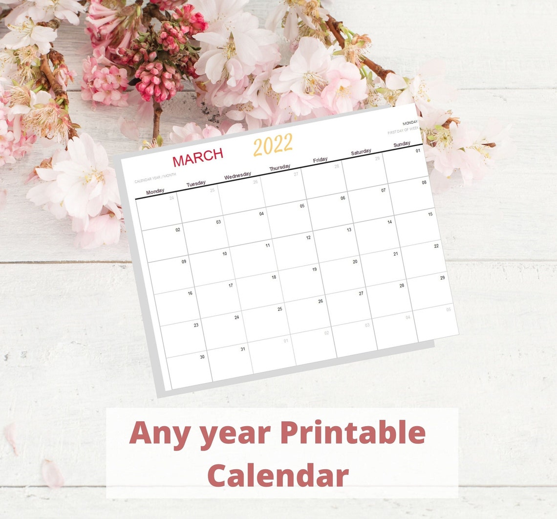 Customizable Editable Printable Excel Calendar. - Etsy