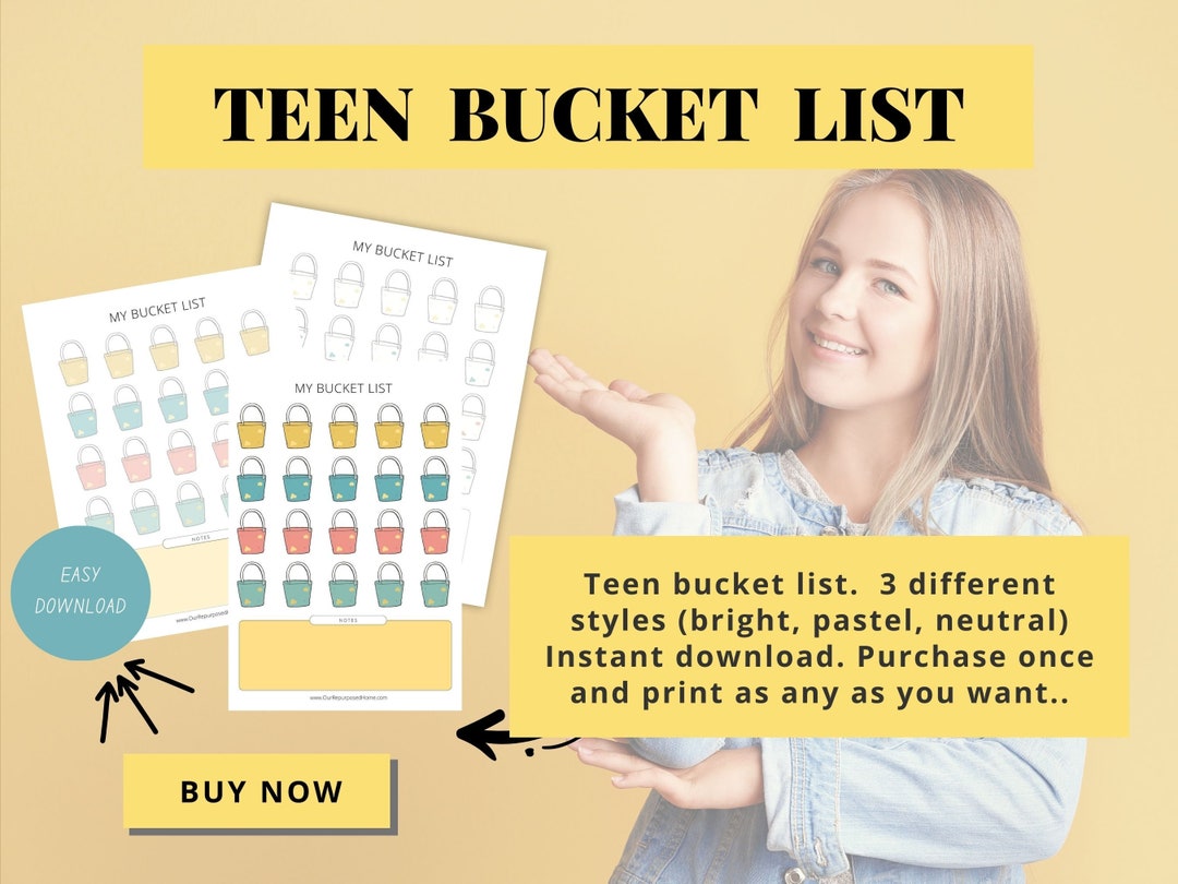TEEN BUCKET LIST Teen Planner Teen Bullet Journal Mood Tracker Youth ...
