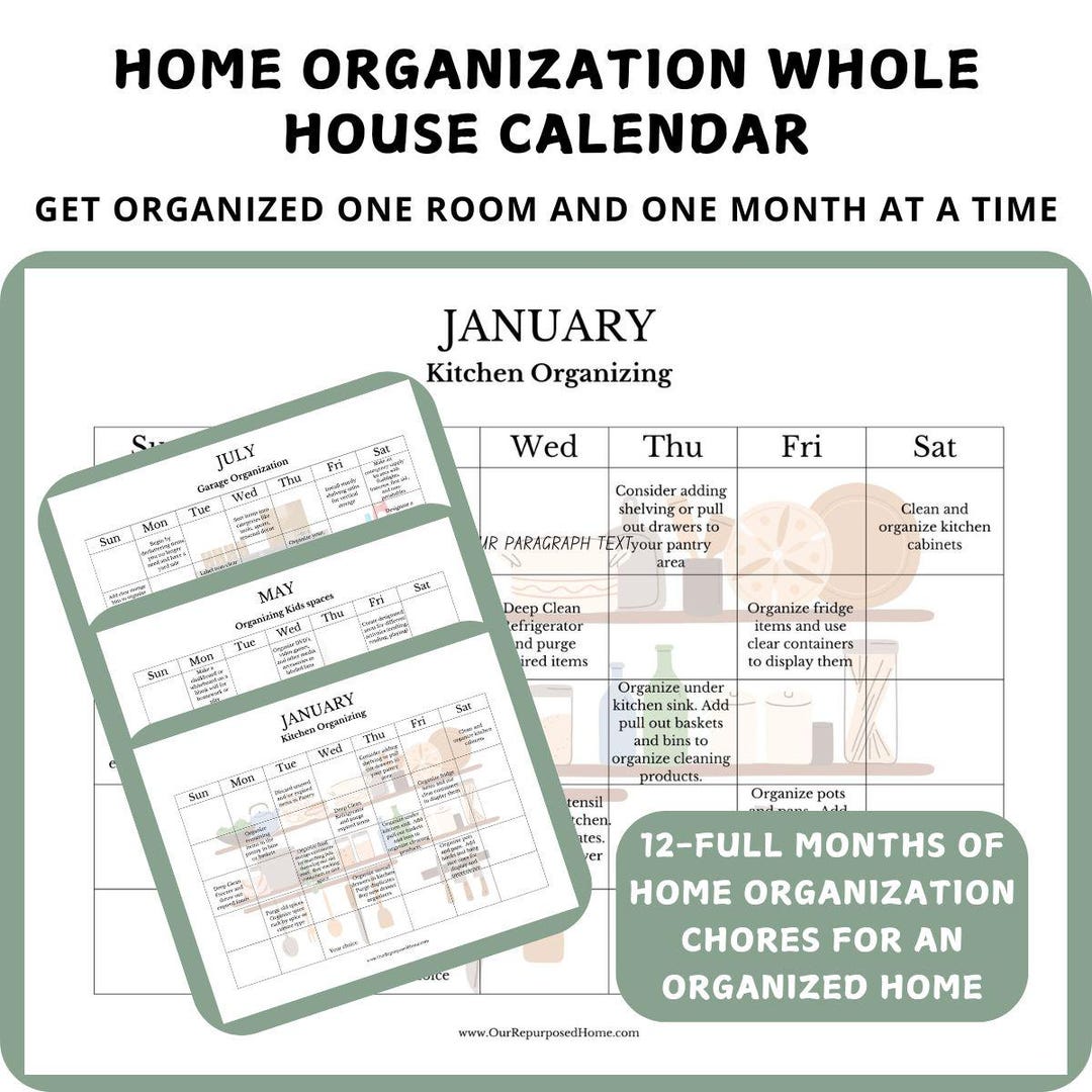 House Organizing Calendar, Home Organization, Organizing Printables ...