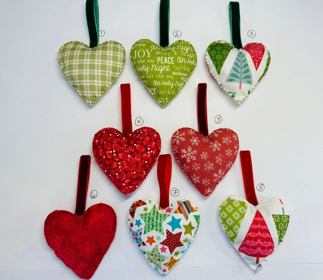 Fabric Heart Decorations SET 1 - Etsy