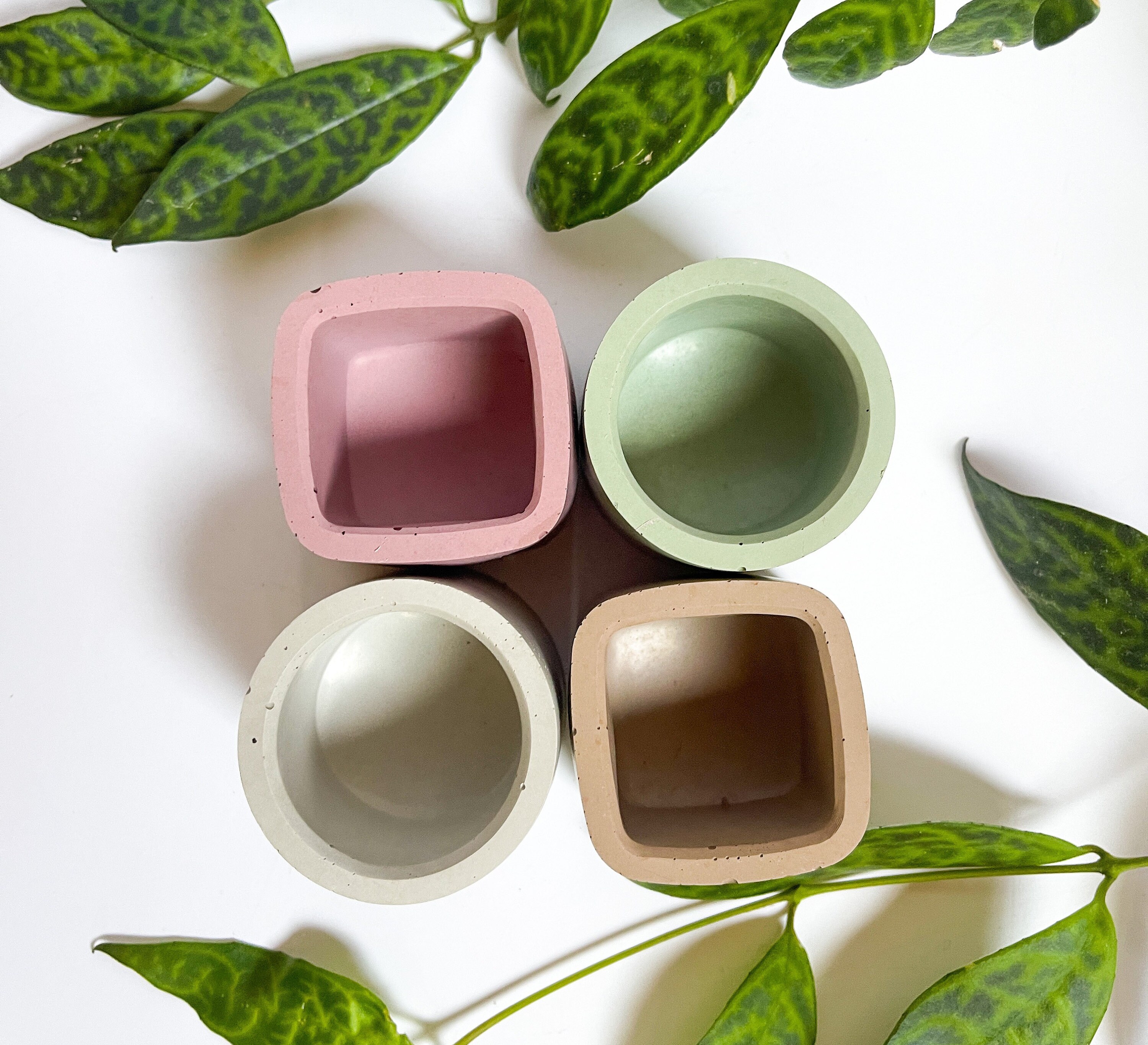 Mini Round & Square Cement Pot / Modern/ Minimal Planters/ - Etsy