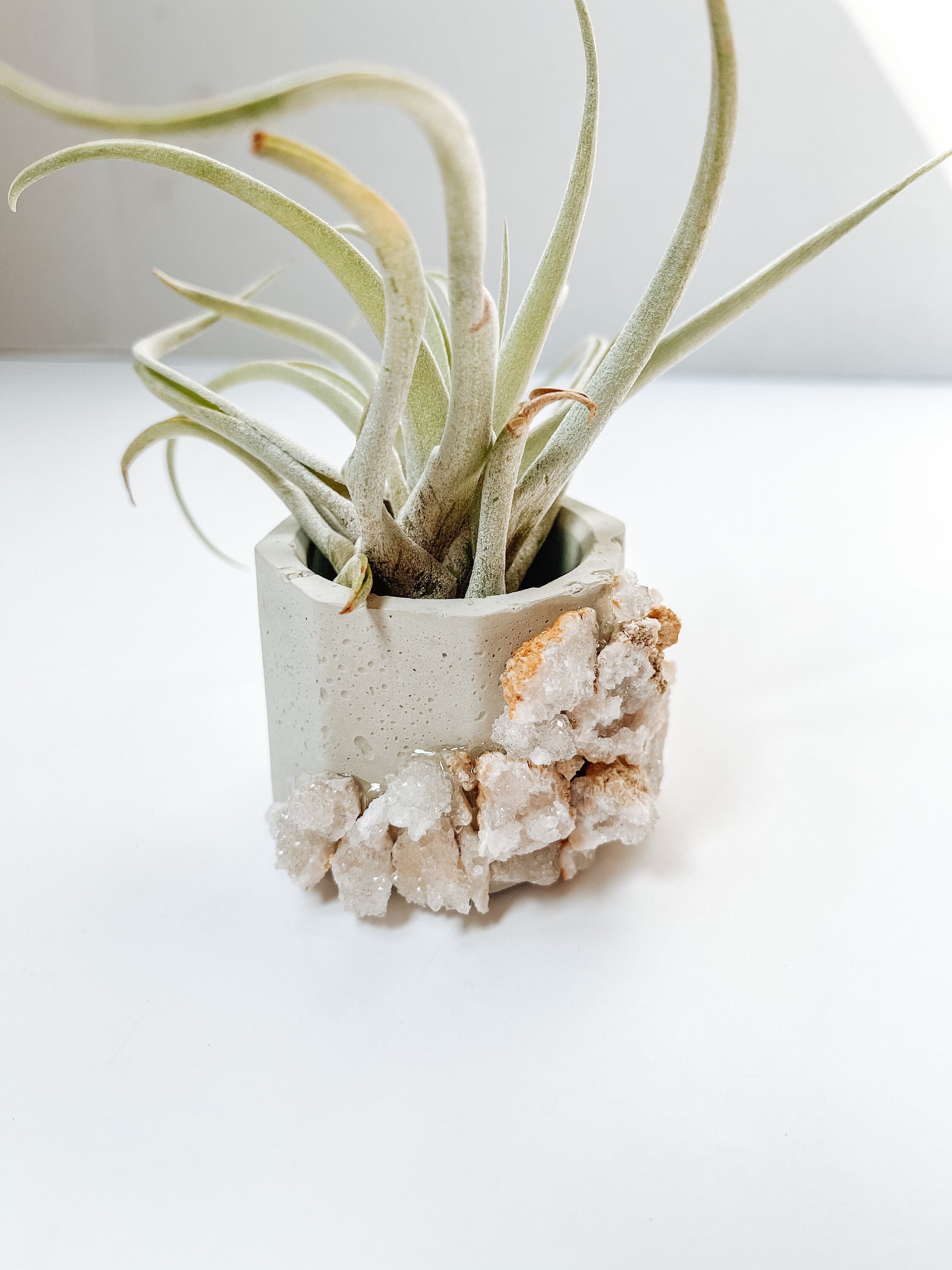 Real Geode Stone Cement Planter/ Mini Hexagonal Pot/ Crystal - Etsy