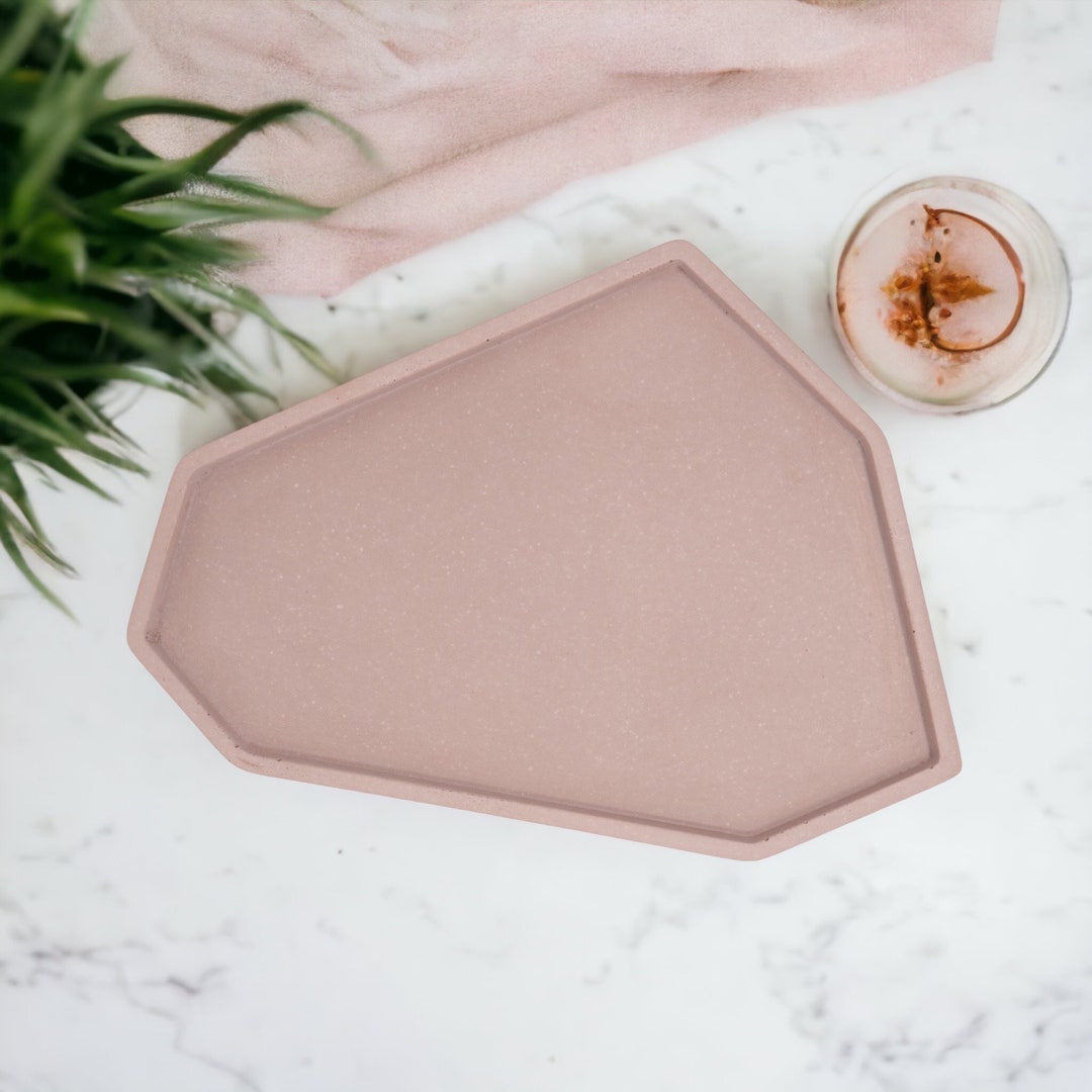 Large Geometric Cement Tray, Modern Minimalist Jewelry Dish - Etsy