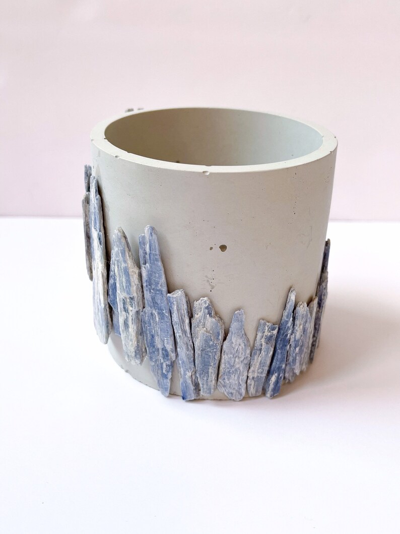 Blue Kyanite Cement Planter/crystal Plant Pot/ Votive Holder/ | Etsy