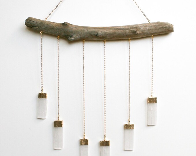 Selenite Driftwood Wall Hanging Decor/ Crystal Garland/ Crystal Wall ...