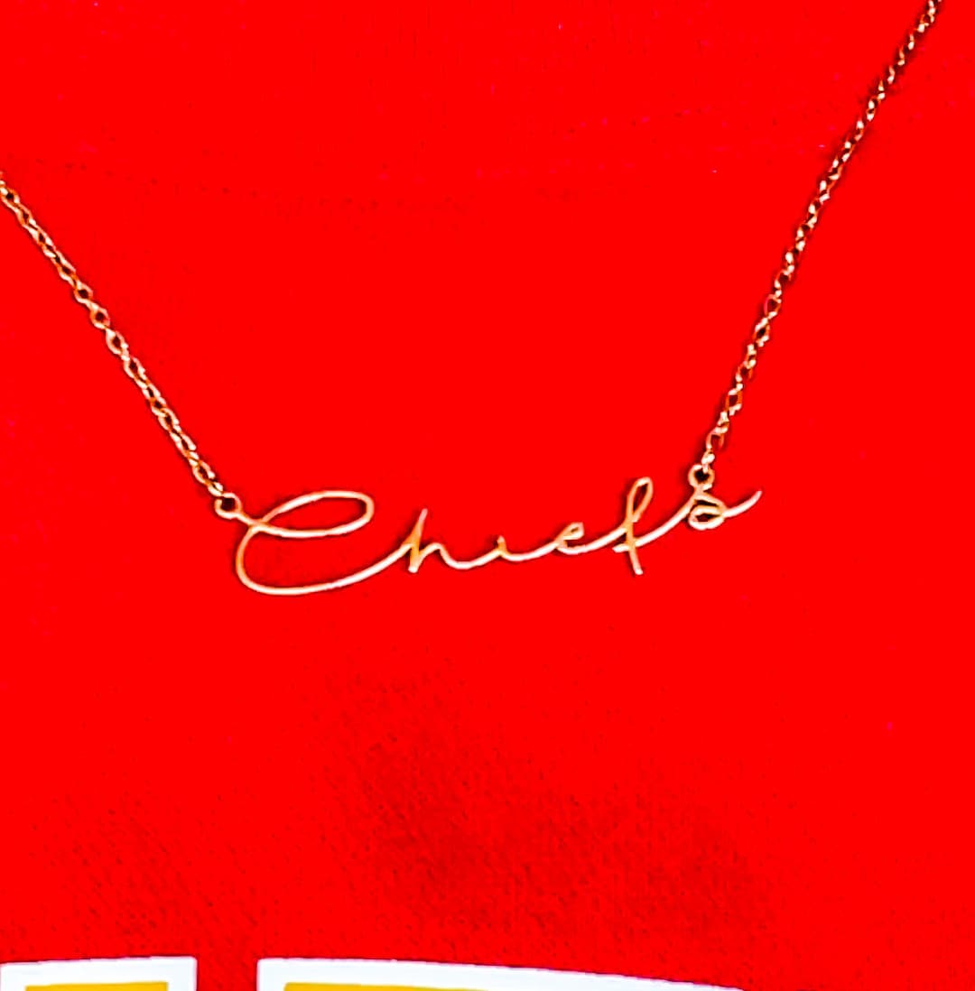 Chiefs Necklace/ Cursive KC Chiefs/ Kansas City/ Super Bowl Necklace ...
