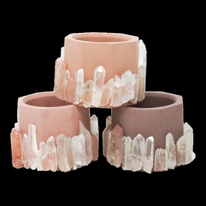 Crystal Point Cement Planter/ Mini Hexagonal Pot/ Crystal Healing ...