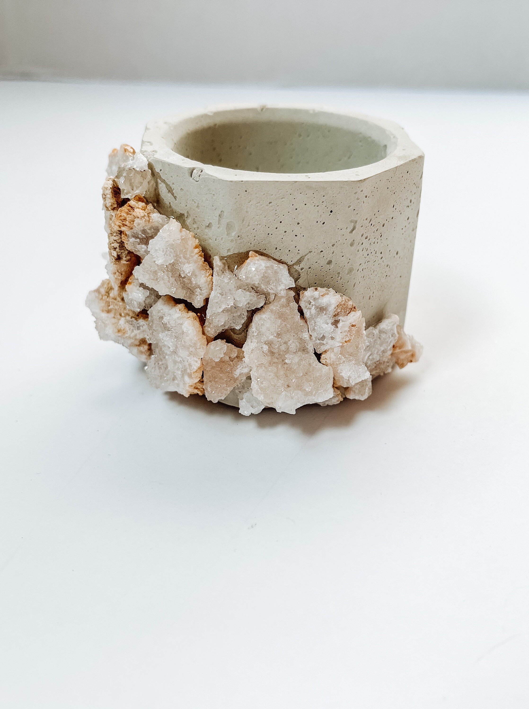 Real Geode Stone Cement Planter/ Mini Hexagonal Pot/ Crystal | Etsy