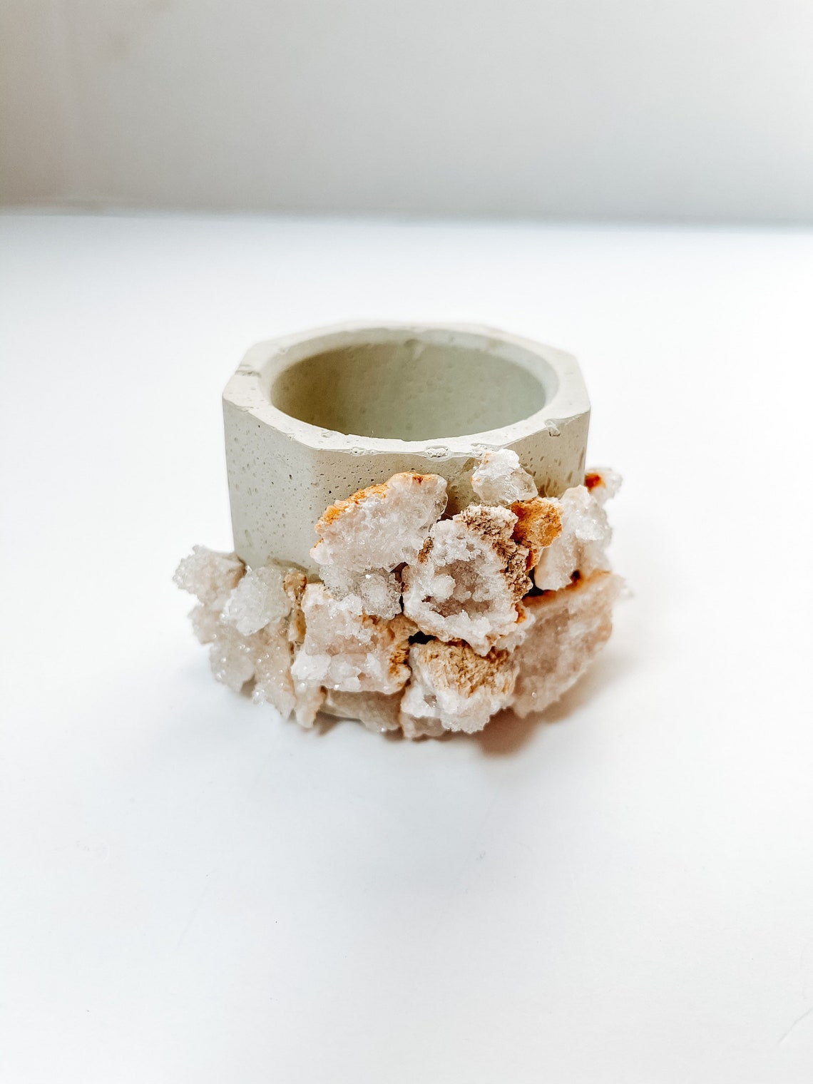 Real Geode Stone Cement Planter/ Mini Hexagonal Pot/ Crystal | Etsy