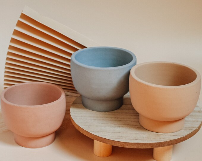 Mini Round & Square Cement Pot / Modern/ Minimal Planters/ - Etsy