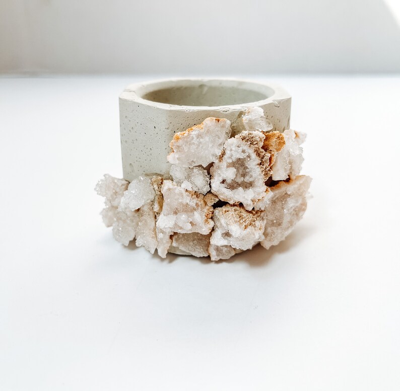 Real Geode Stone Cement Planter/ Mini Hexagonal Pot/ Crystal | Etsy