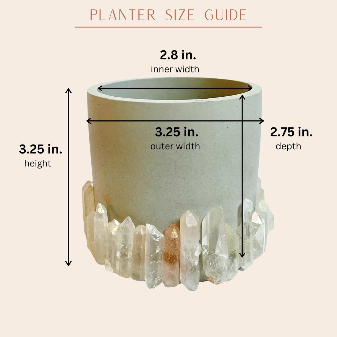 Large Crystal Point Cement Planter/ Crystal Healing/ Clear Quartz Pot ...
