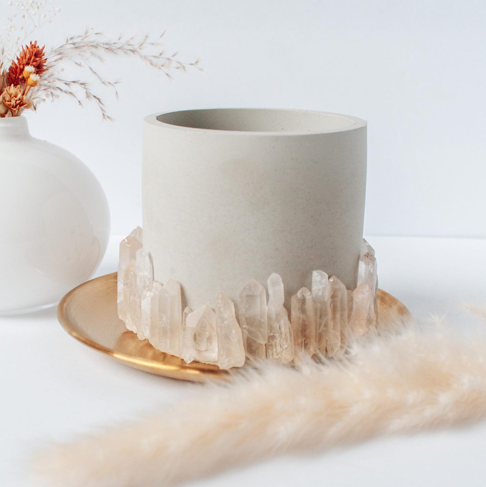 Large Crystal Point Cement Planter/ Crystal Healing/ Clear Quartz Pot ...