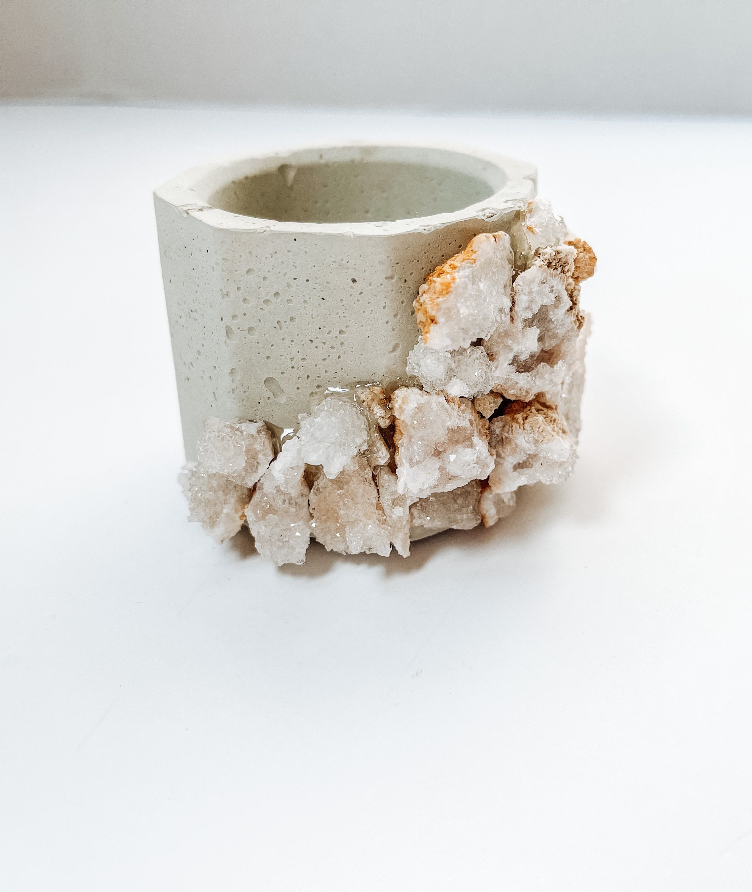 Real Geode Stone Cement Planter/ Mini Hexagonal Pot/ Crystal | Etsy