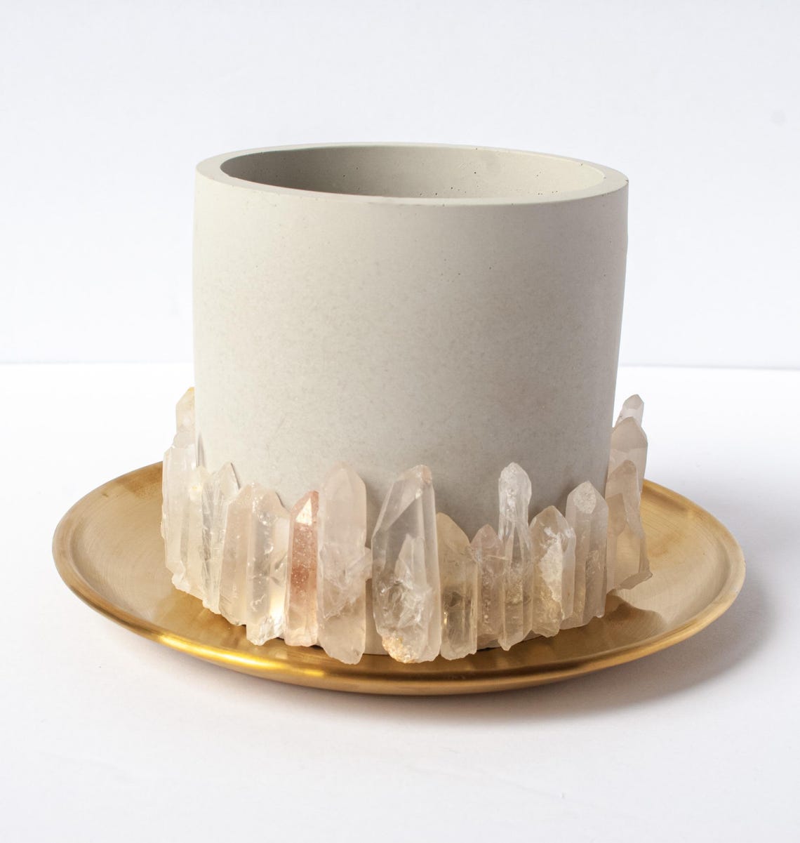 Large Crystal Point Cement Planter/ Crystal Healing/ Clear Quartz Pot ...