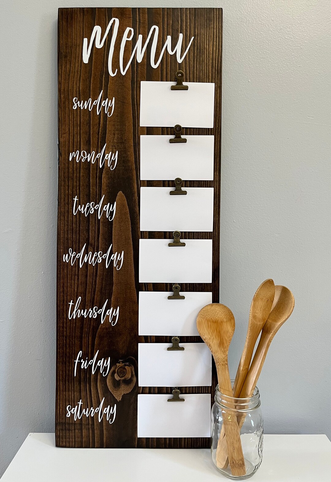 Meal Plan Menu Board | Weekly Dinner Sign| Script/ Bouncy Font - Etsy