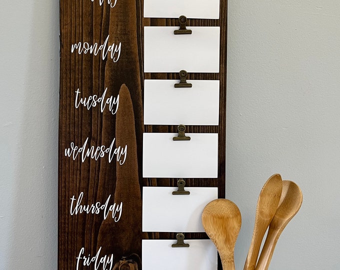 Meal Plan Menu Board | Weekly Dinner Sign| Script/ Bouncy Font - Etsy