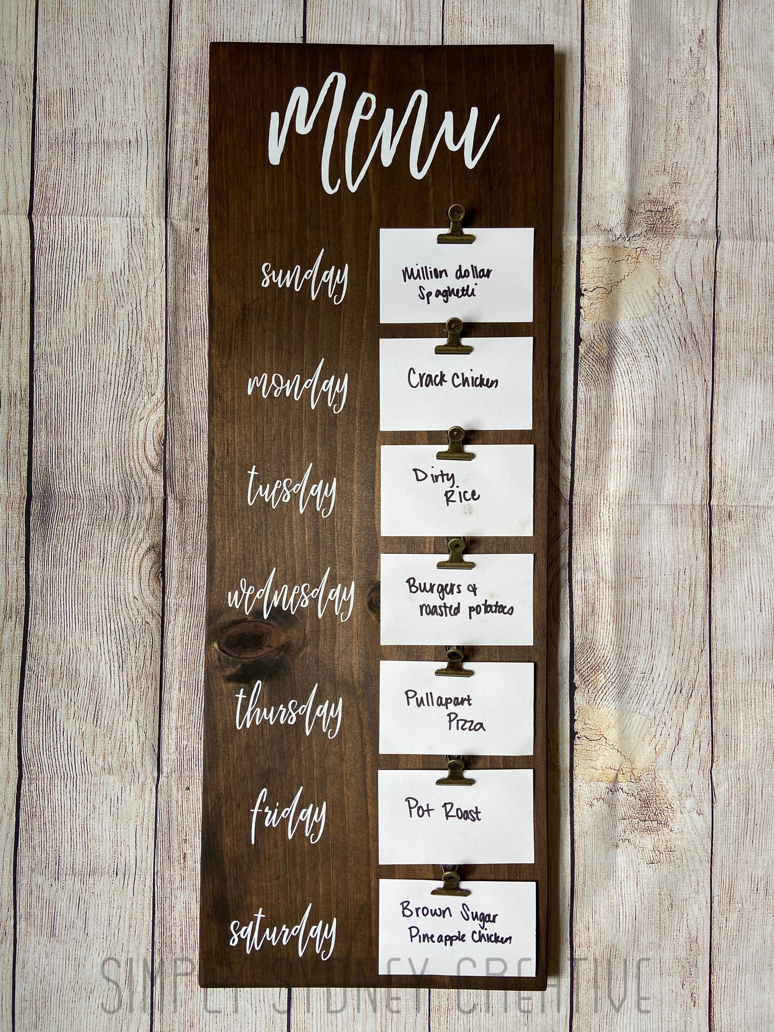Meal Plan Menu Board weekly dinner sign script/ bouncy font | Etsy