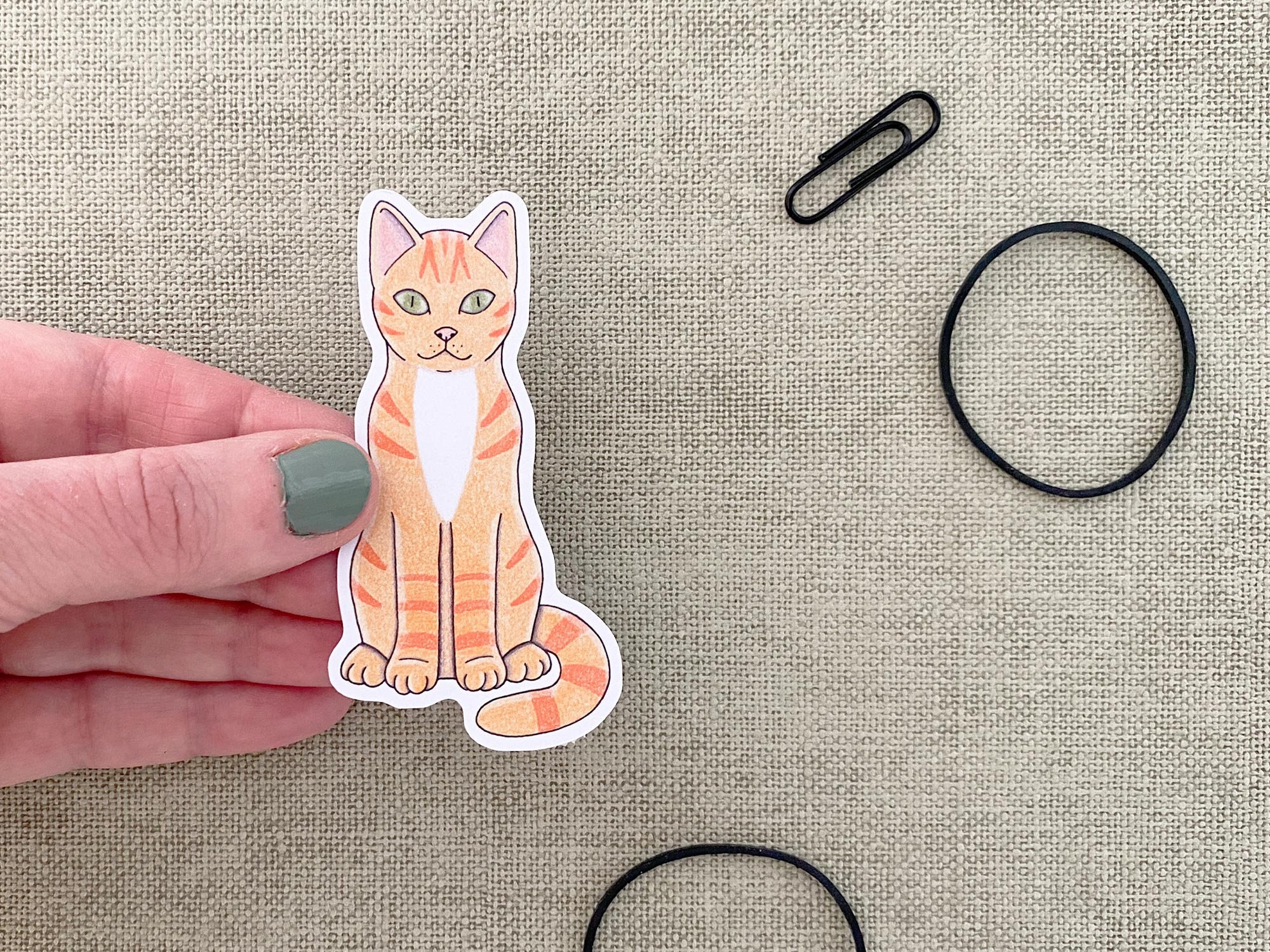 Tabby cat sticker Cute cat sticker Large sticker Glossy | Etsy