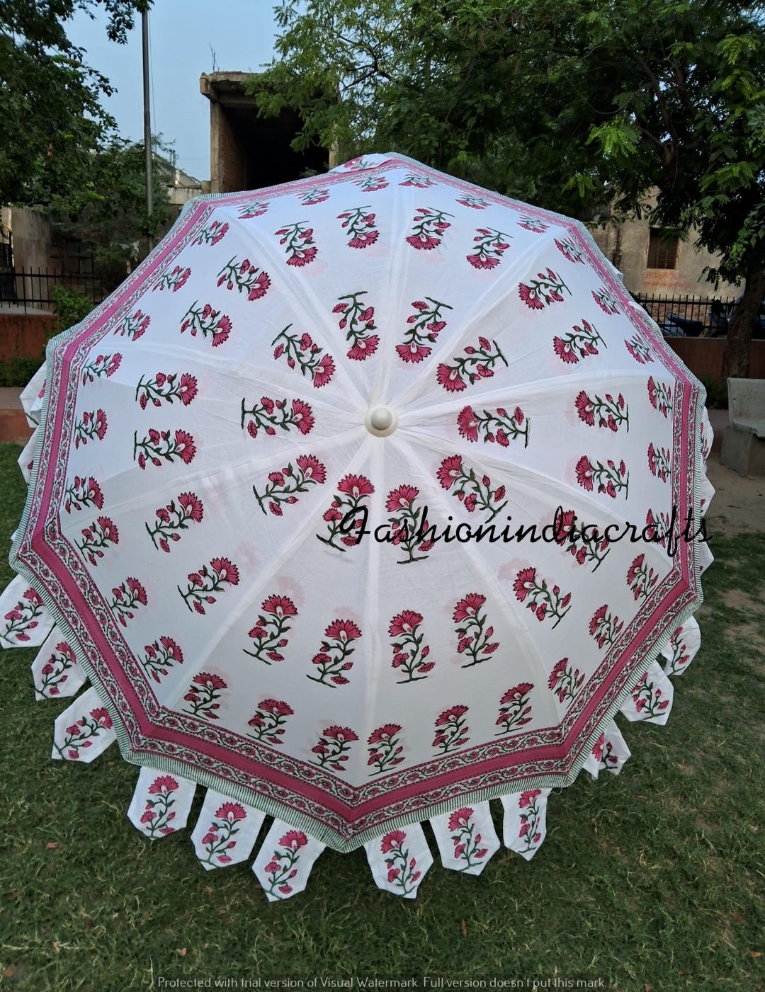 Hand Block Print Cotton Garden Umbrella: Bohemian Sun Shade - Etsy ...