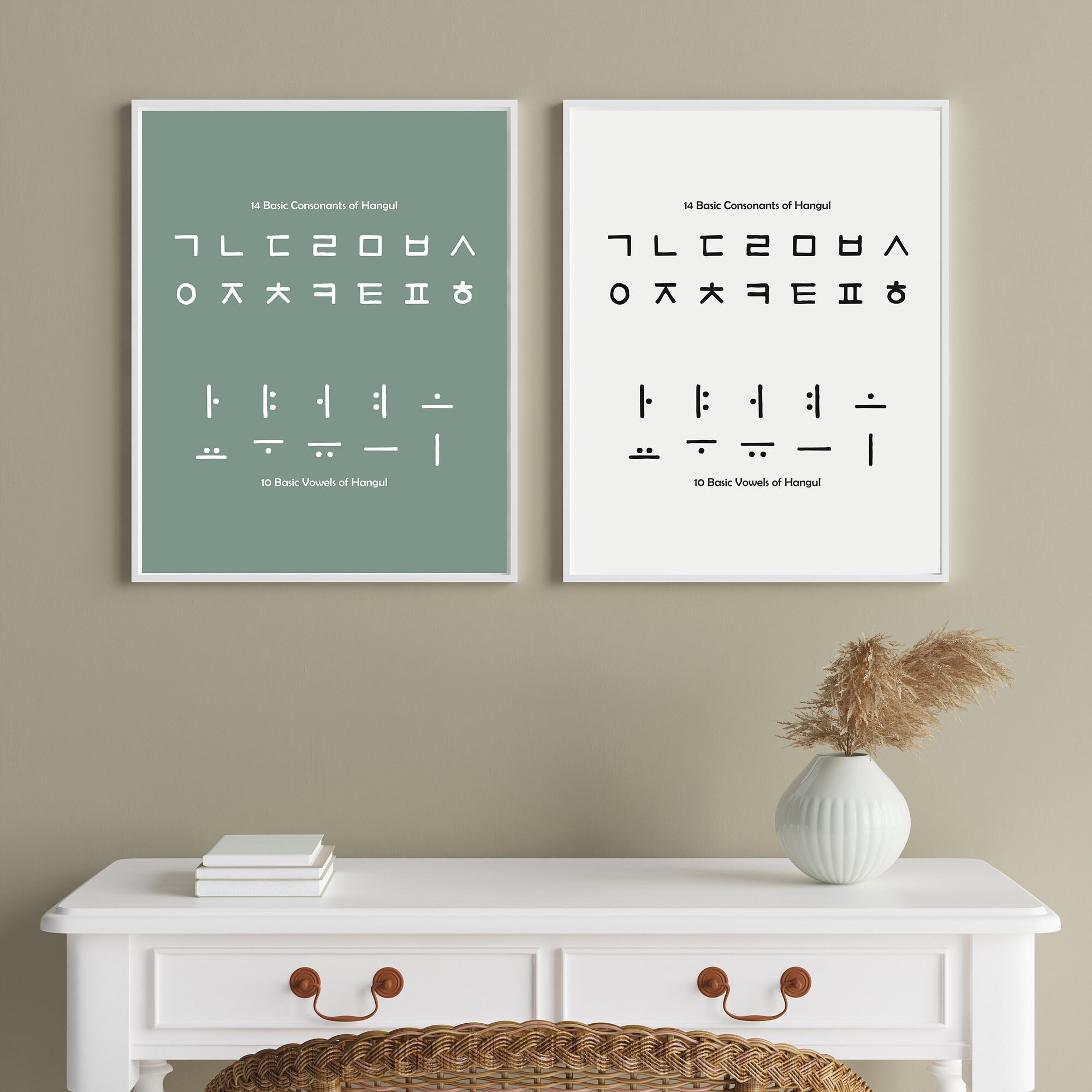 Hangul 14 Consonants and 10 Vowels / Korean Alphabet Poster / Printable ...