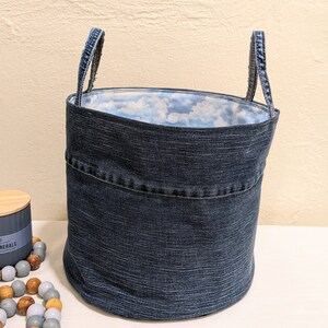 B1 Denim Jean Basket,round Coutry/farmhouse Bucket Bag for Knitting ...