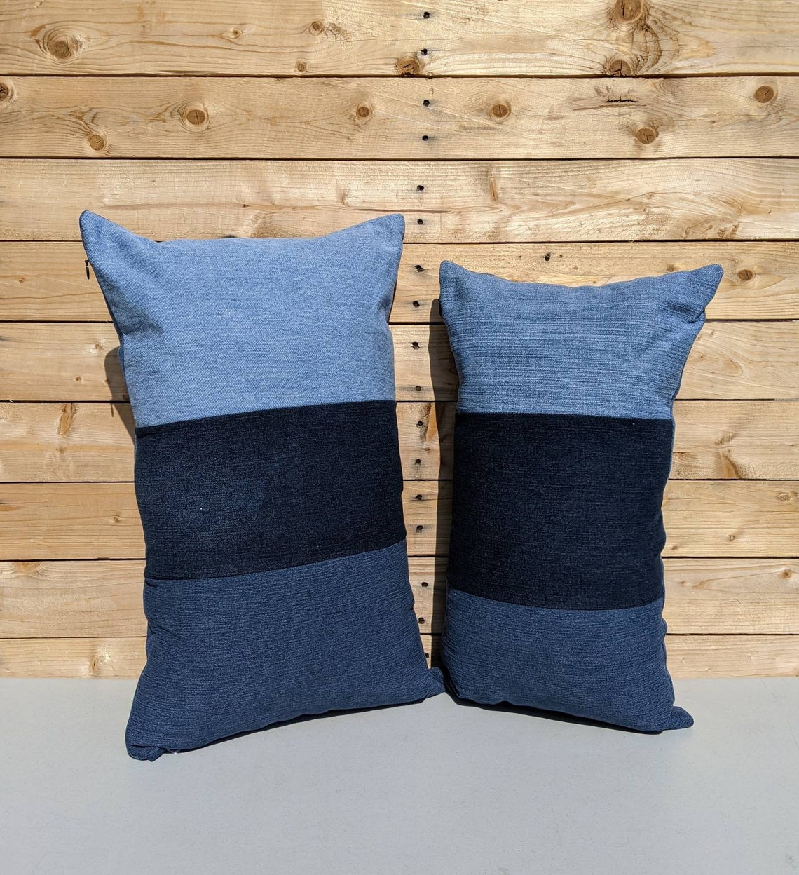 Simple Striped Denim Jean Lumbar Pillows in Two Sizes - Etsy