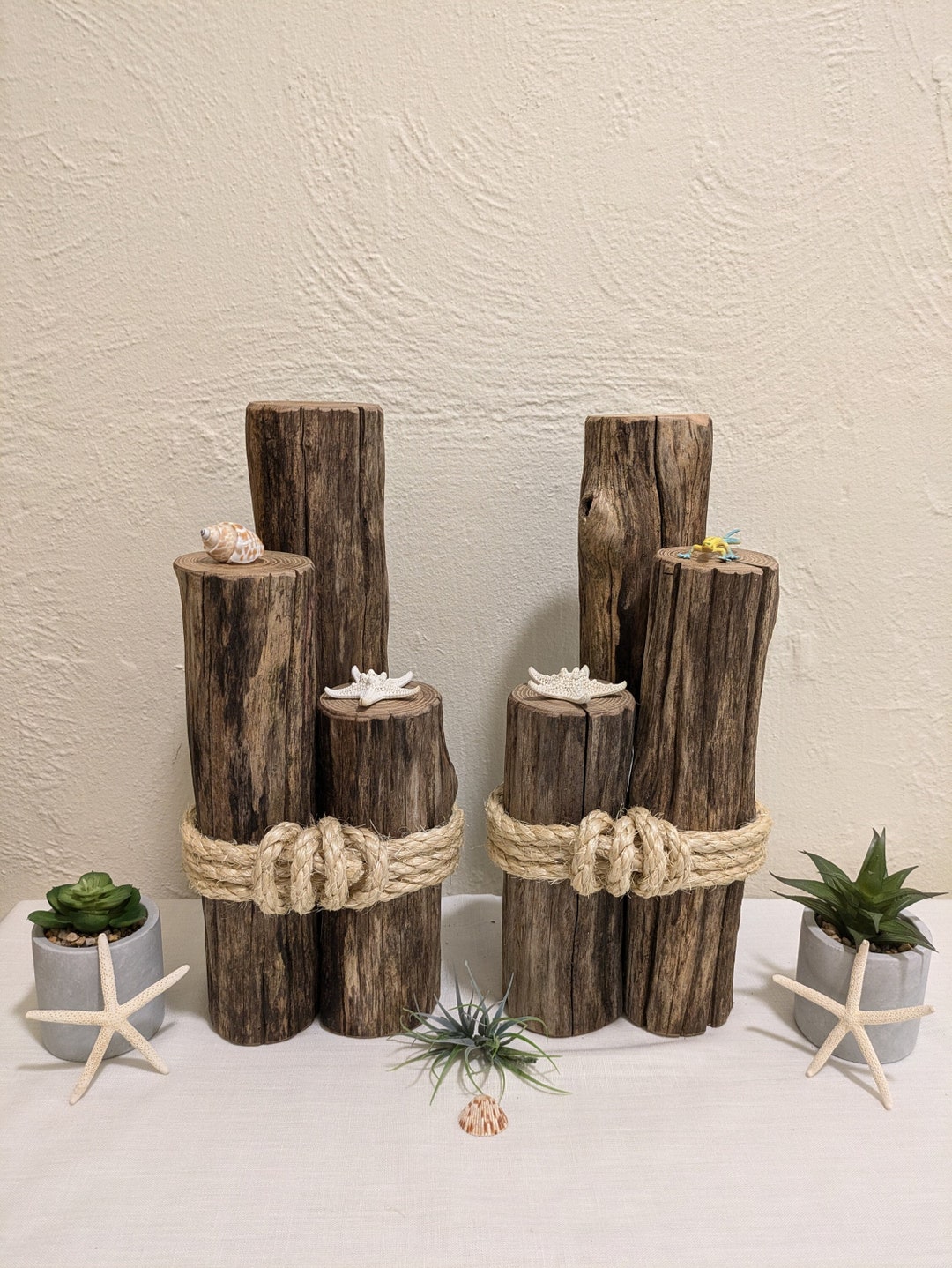 Pair 5 14"driftwood Piling,lake/nautical/coastal Theme Decor,diy Beach ...