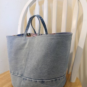 Denim Jean Basket,round Coutry/farmhouse Bucket Bag for Knitting,toys ...