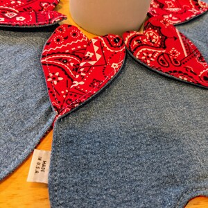 Lovely 15" Quilted Denim/red Bandana,table Runner/doilie/table Center ...