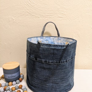 B1 Denim Jean Basket,round Coutry/farmhouse Bucket Bag for Knitting ...