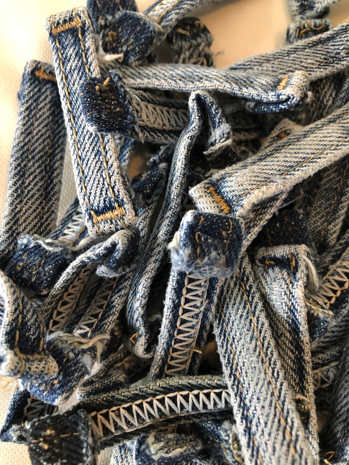 Upcycled Denim Jean Belt Loops, Crafting Supplies, Boho Decor (25 ...