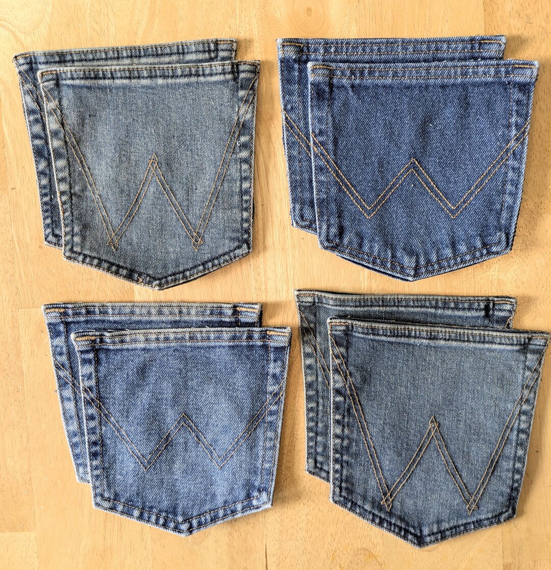 6. 4 Sets of Denim Jean Back Pockets for Crafting,placemats,silverware ...